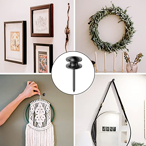 Hotop 25 Pieces Double Headed Picture Hangers Nails Small Head Hanging Nails Picture Photo Hanging Hook Pins Decorative Nail Hook Hangers for Home Office School (Black), as shown