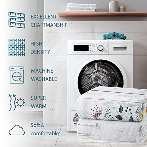 Truck Daisy Flower Throw Blanket 50" x 60", Lightweight Soft Bed Blanket for Bedroom Living Rooms, Cozy Fleece Comfy Microfiber Throw Blankets for Couch Sofa, Wild Floral Fresh Design Farmhouse Plank