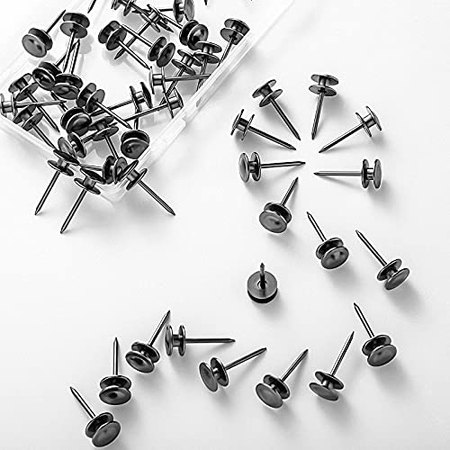 Hotop 25 Pieces Double Headed Picture Hangers Nails Small Head Hanging Nails Picture Photo Hanging Hook Pins Decorative Nail Hook Hangers for Home Office School (Black), as shown