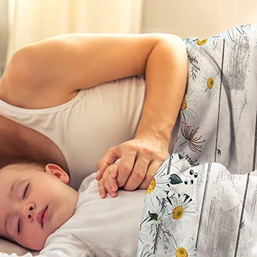 Truck Daisy Flower Throw Blanket 50" x 60", Lightweight Soft Bed Blanket for Bedroom Living Rooms, Cozy Fleece Comfy Microfiber Throw Blankets for Couch Sofa, Wild Floral Fresh Design Farmhouse Plank