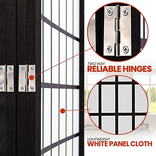 SereneLife Classic Japanese Screen Room Divider - Portable Freestanding Indoor Decorative 4-Panel Room Divider, Room Separator, Folding Privacy Screen, Dressing Area, Office - SereneLife SLRDD4