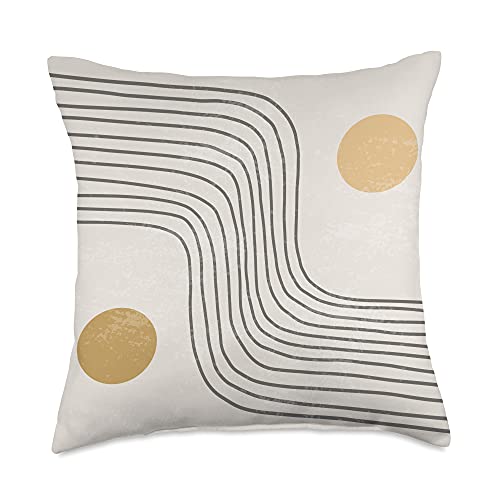Geometric Minimalist Midcentury Mod Decor Co. Pastel Boho Wave Sun Design | Abstract Mid Century Modern Throw Pillow, 18x18, Multicolor