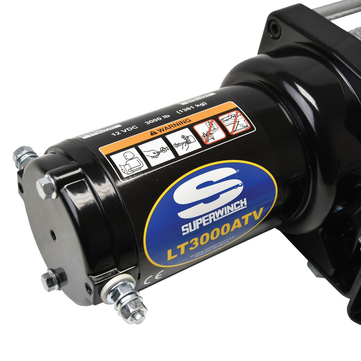 Superwinch 1130220 LT3000 12V DC WInch 3,000lb/1361kg Single Line Pull with Roller Fairlead, 3/16in x 50ft Steel Wire Rope, Corded Handheld Remote