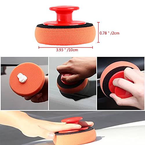 Car Wax Polish Sponge with Handle, Applicator Pad for Car Interior Care/Waxing/Polishing/Paint Cleaning - 12 Pcs