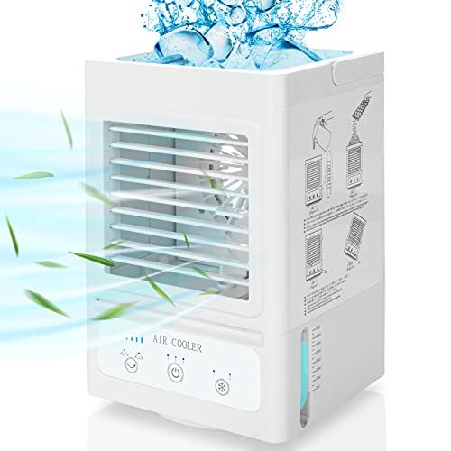 Air Conditioner Portable for Room, Evaporative Compac Air Cooler with 3 Cooling Levels, 3 Wind Speeds, 700ml Water Tank For Home,Office