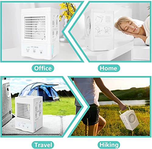 Air Conditioner Portable for Room, Evaporative Compac Air Cooler with 3 Cooling Levels, 3 Wind Speeds, 700ml Water Tank For Home,Office