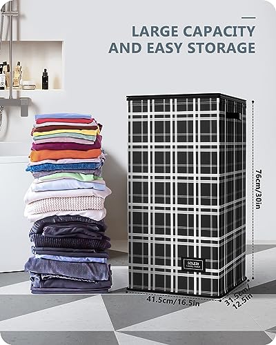 SOLEDI Laundry Hamper with Lid 100L Large & Tall Collapsible Laundry Baskets, Clothes Hamper with Bag Removable Easy to Carry, Dirty Hampers for Bedroom, Bathroom, Dorm, College