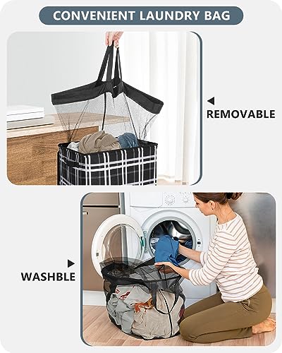 SOLEDI Laundry Hamper with Lid 100L Large & Tall Collapsible Laundry Baskets, Clothes Hamper with Bag Removable Easy to Carry, Dirty Hampers for Bedroom, Bathroom, Dorm, College