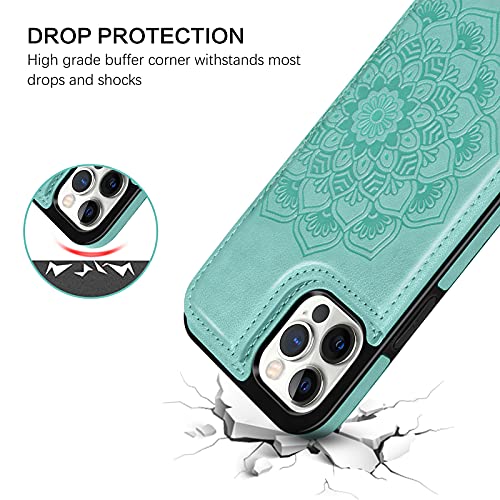 BENTOBEN iPhone 12 Pro Max Case, iPhone 12 Pro Max Wallet Case, PU Leather Heavy Duty Rugged Card Holder Shockproof Flip Folio Phone Case Cover for iPhone 12 Pro Max 6.7", Green