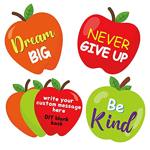 BeYumi 45 Pcs Apples Positive Sayings Accents Cutouts for Classroom Bulletin Board Decoration Inspirational Motivational Quotes Name Tags Wall Decals Creative Back to School Educational Materials