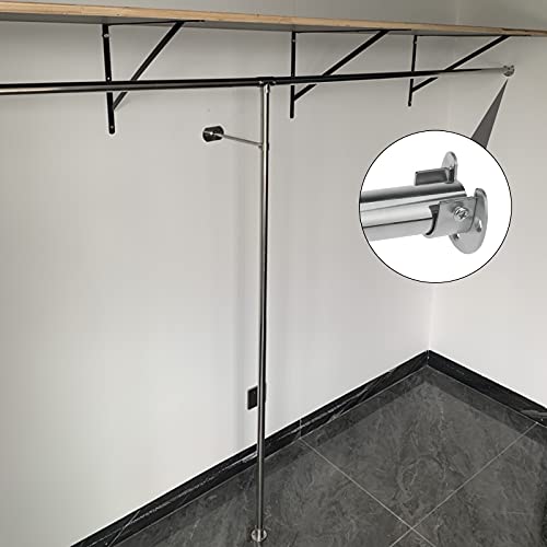 16 PCS Stainless Steel Closet Rod Brackets, 1 Inch Dia Heavy Duty Socket Flange Rod Holder, Shower Curtain Rod Pole End Supports, Open Type Wardrobe Bracket Holder with Screws U-Shaped, Silver