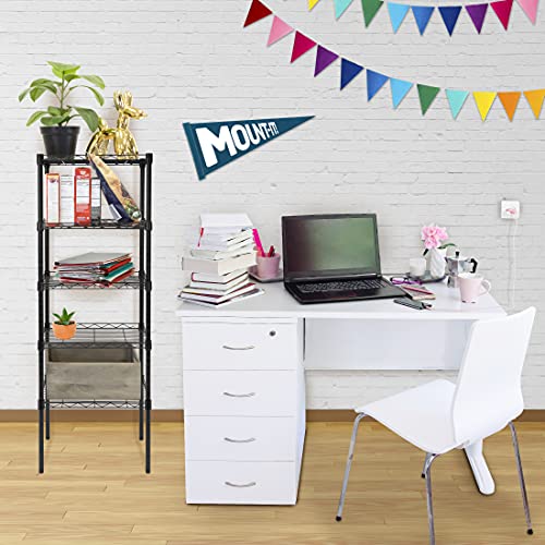 Mount-It! 5 Tier Metal Shelving Unit| - Use As Pantry Shelves, Closet Racks and Shelving or Utility Shelf for Laundry Room | Shelves Height Can be Adjusted -16 inches x 11.25 inches