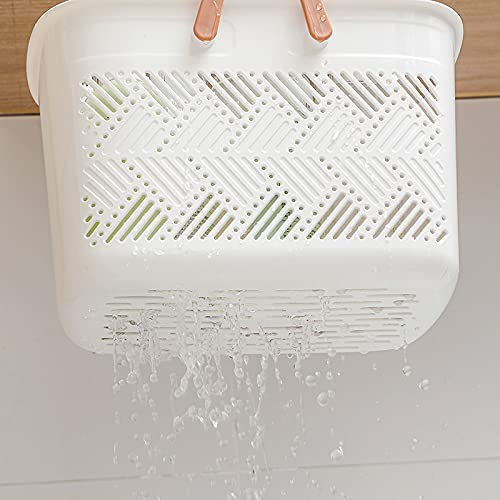 Andmey Portable shower caddy Tote, Plastic Storage Caddy Basket with Handle for College, Dorm, Bathroom, Garden, Cleaning Supplies, White