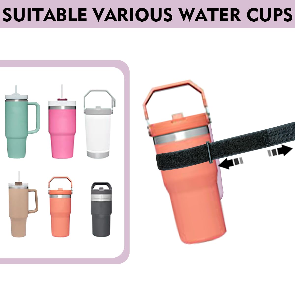 Silicone Water Bottle Pouch for Stanley, Stanley Fanny Pack with Pocket, Stanley Cup Accessories for Stanley Quencher Stanley IceFlow 20 oz 30 oz 40 oz, for Phone, Card, Key, Wallet, Earphone (Purple)