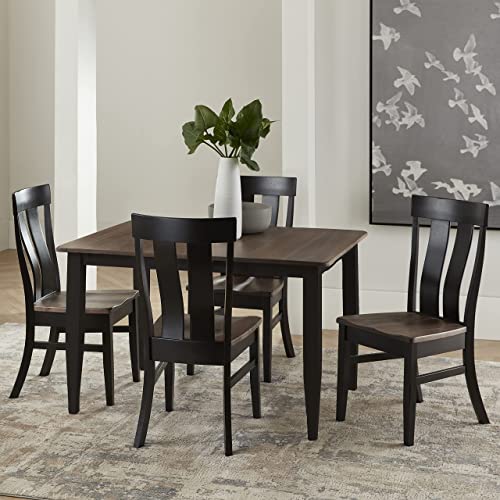 Carol's Inspirations Farmhouse Solid Wood Dining Room Table, 48 Inches | Brown and Black Rectangle Kitchen Dinner Table Featuring Eased Edge and Distressing | Made in USA | Solid Maple no MDF