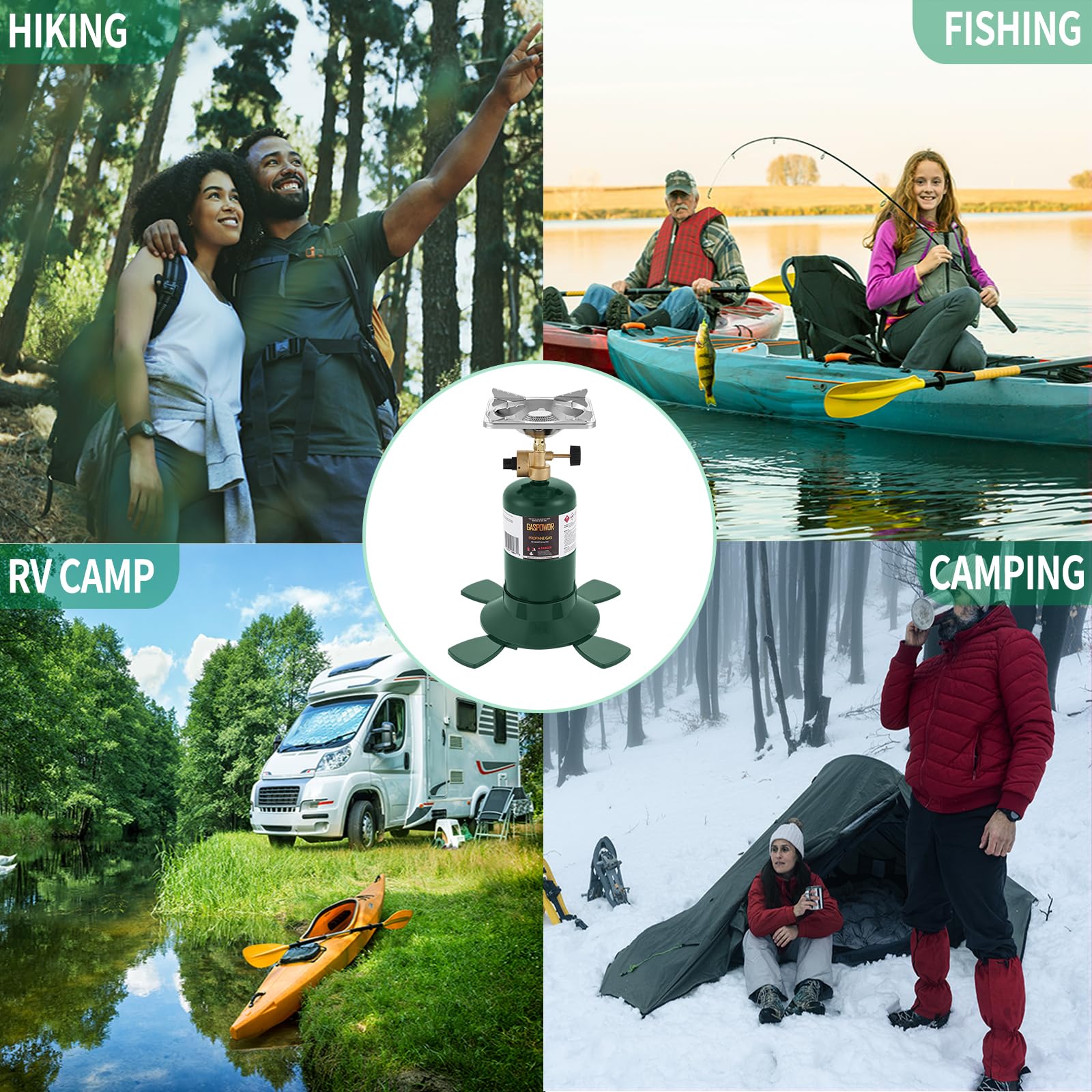 Camping Propane Stove, Single Burner Propane Stove, Portable Bottletop Backpacking Stove,10000BTU Camp Gas Stove kit for Outdoor Cooking, include a USB Windproof Ligther (Fuel not included)
