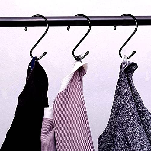 DINGEE 6 Inch Large S Hooks for Hanging Plants,10 Pack Black Heavy Duty S Hooks,Matte S Shaped Hooks for Hanging Clothes,Plants Outdoor, Pots and Pans, Towels Jeans Hats, Light