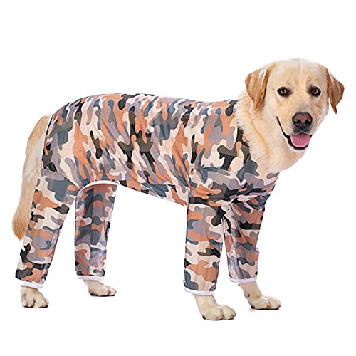 Dog Clothes, Large Dog Pajamas Camouflage Printing Cooling Dog Onesie Sunscreen Four-Legged Jumpsuit Shirt Anti-Hair Apparel for Medium Large Dogs (32#:Camouflage)