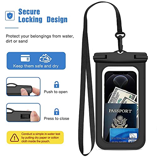 Janmitta Universal Extra-Large Waterproof Pouch,Underwater Dry Bag for iPhone X/XR/XS Max,iPhone 14 13 12 Pro Max and Other Smart Phones Up to 7.0",IPX8 Waterproof Phone Case,2 Packs+2 lanyards