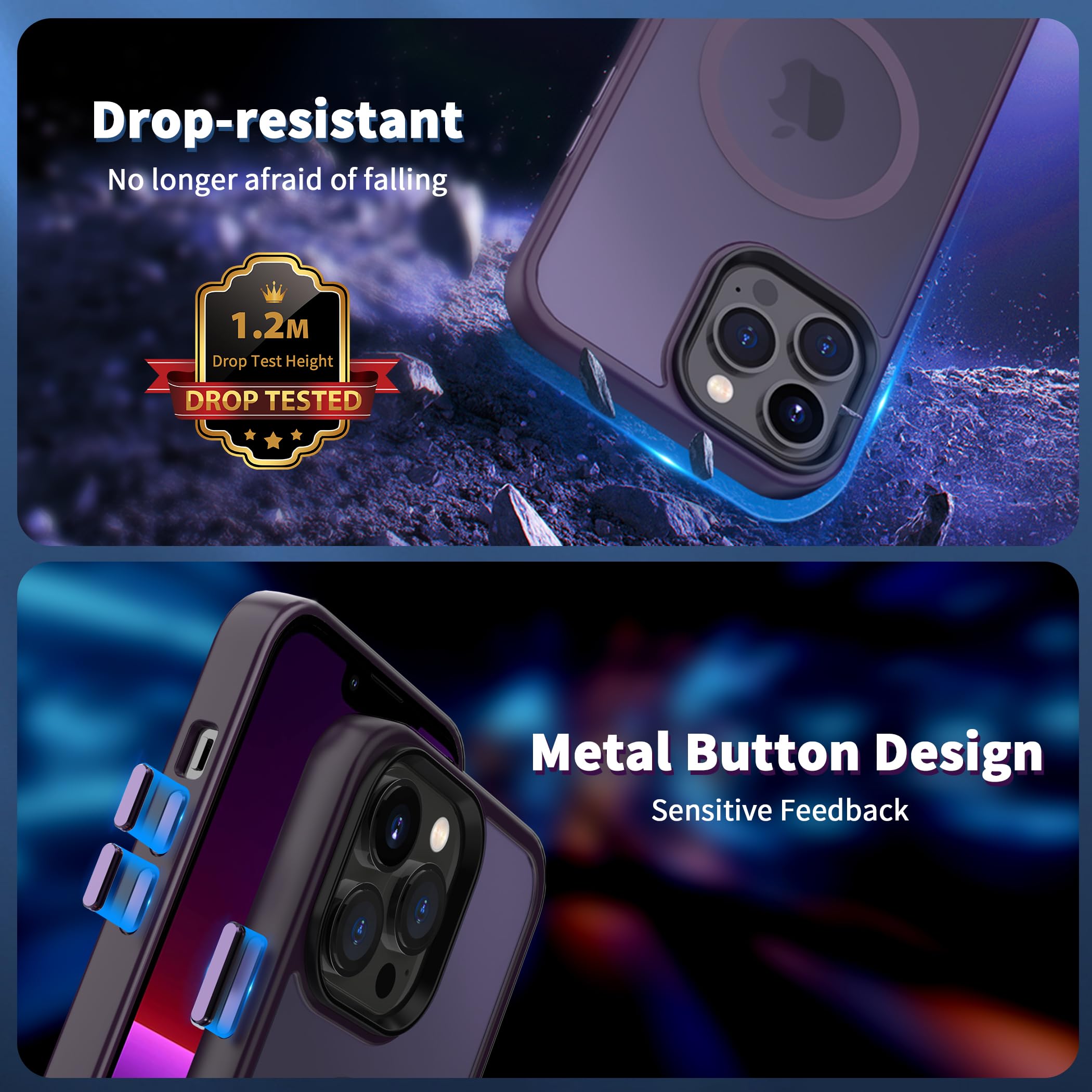 CACOE Magnetic Case for iPhone 13 Pro Max 6.7 inch-Compatible with MagSafe & Magnetic Car Phone Mount,TPU Thin Phone Cases Cover Protective Shockproof Anti-Fingerprint(Dark Purple)