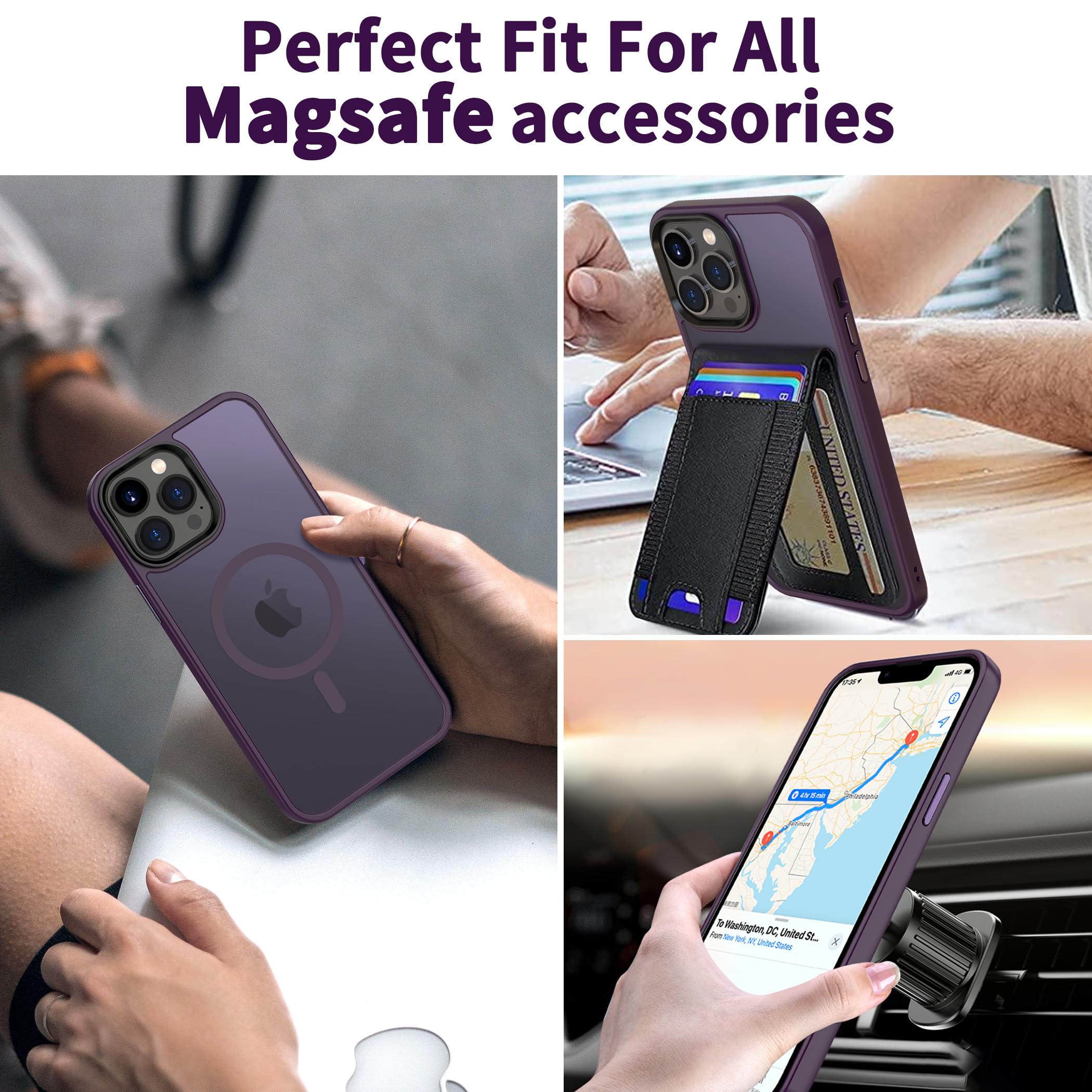 CACOE Magnetic Case for iPhone 13 Pro Max 6.7 inch-Compatible with MagSafe & Magnetic Car Phone Mount,TPU Thin Phone Cases Cover Protective Shockproof Anti-Fingerprint(Dark Purple)