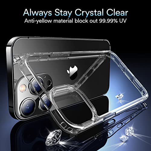 Elando Crystal Clear Phone Case Compatible with iPhone 13 Pro Case, Non-Yellowing Military Grade Drop Protection Shockproof Slim Thin Phone Case, 6.1 inch