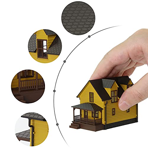 N Scale Model Building 1:160 Residential Modern House Assembled Architectural for Model Train Layout Diorama JZN01 (Yellow)