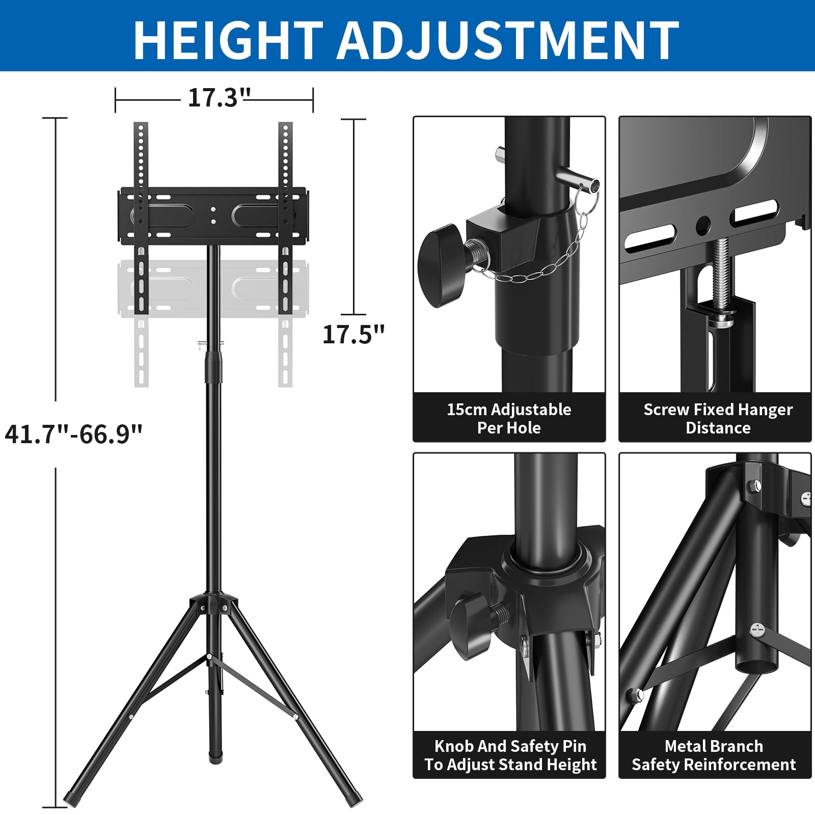 Portable TV Tripod Stand Tilt Mount for 32 to 55 inch LCD LED Flat Screen TV Display Floor Stand