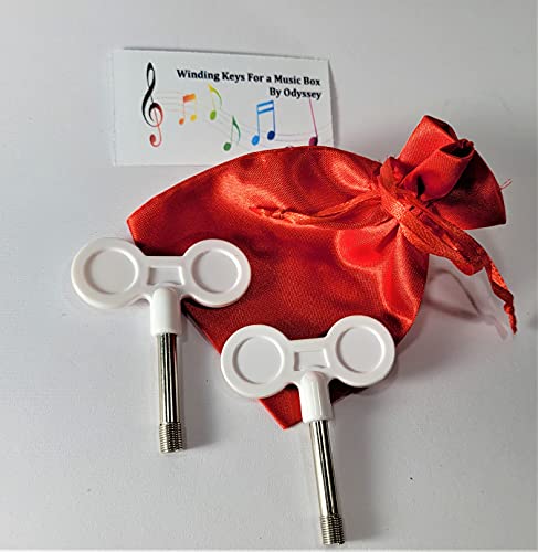 Two Child Safety Butterfly Winding Keys for a Music Box, Large White Key for Musical Movement - - Easy Wind Key - - 2 Extra Long Keys - - Mouse Ears - - Key for Music Box - - Music Box Key
