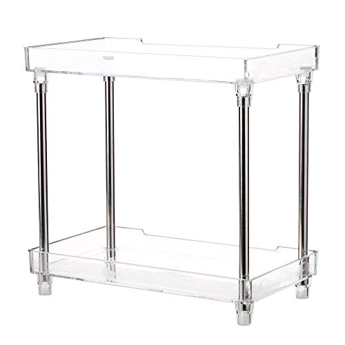 Bathroom Countertop Organizers, Transparent Cosmetic Organizer Tray Makeup Storage Shelf Caddy Stand for Bathroom Vanity Bedroom Kitchen (2-Tier)