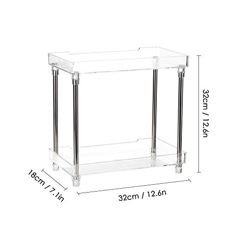 Bathroom Countertop Organizers, Transparent Cosmetic Organizer Tray Makeup Storage Shelf Caddy Stand for Bathroom Vanity Bedroom Kitchen (2-Tier)
