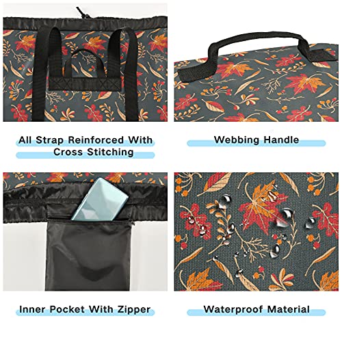 Autumn Leaves Thanksgiving Laundry Bag Heavy Duty Laundry Backpack with Shoulder Straps Handles Travel Laundry bag Drawstring Closure Dirty Clothes Organizer For Camp College Dorm and Apartment