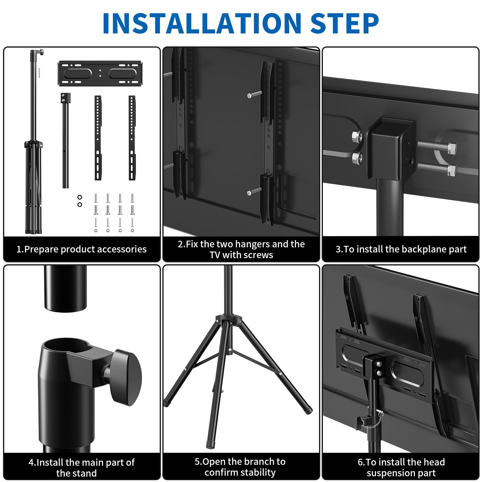 Portable TV Tripod Stand Tilt Mount for 32 to 55 inch LCD LED Flat Screen TV Display Floor Stand