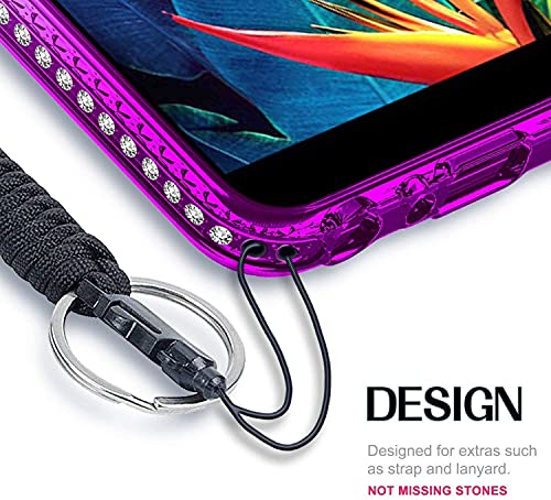 NGB Compatible with iPhone 12 Mini Case with Tempered Glass Screen Protector, Ring Holder/Wrist Strap, Girls Women Liquid Bling Sparkle Floating Glitter Cute Phone Case (Aqua/Purple)