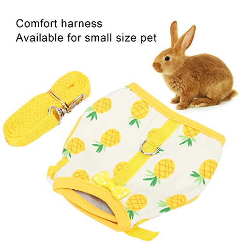 Luroze Guinea Pig Harness, Small Dog Harness Comfortable Cute Adjustable for Ferrets for Rabbits for Guinea Pigs for Chinchillas(S Number, Yellow Pineapple)