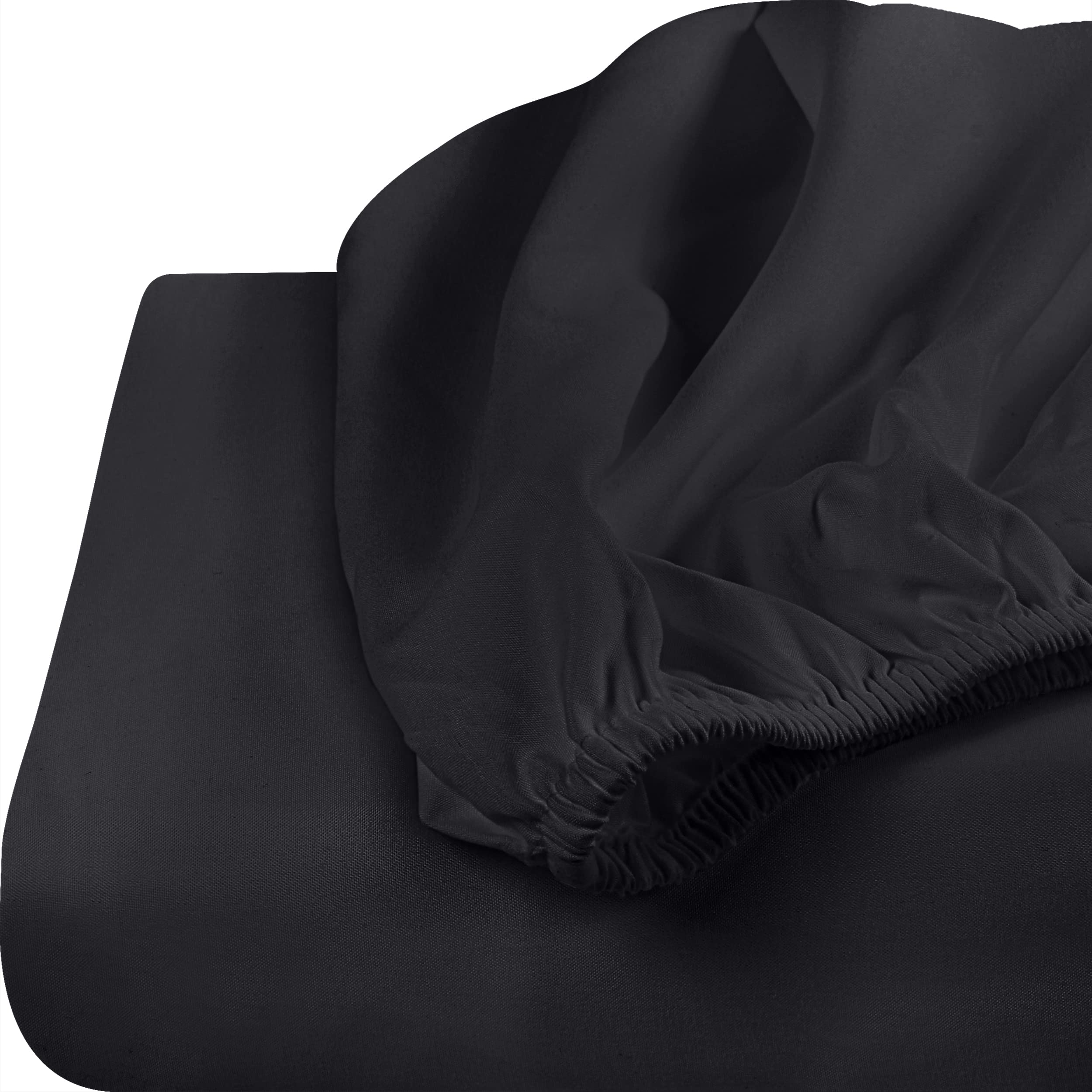 Utopia Bedding Fitted Sheet - Pack of 2 Bottom Sheets - Soft Brushed Microfiber - Deep Pockets, Shrinkage & Fade Resistant - Easy Care (Full, Black)