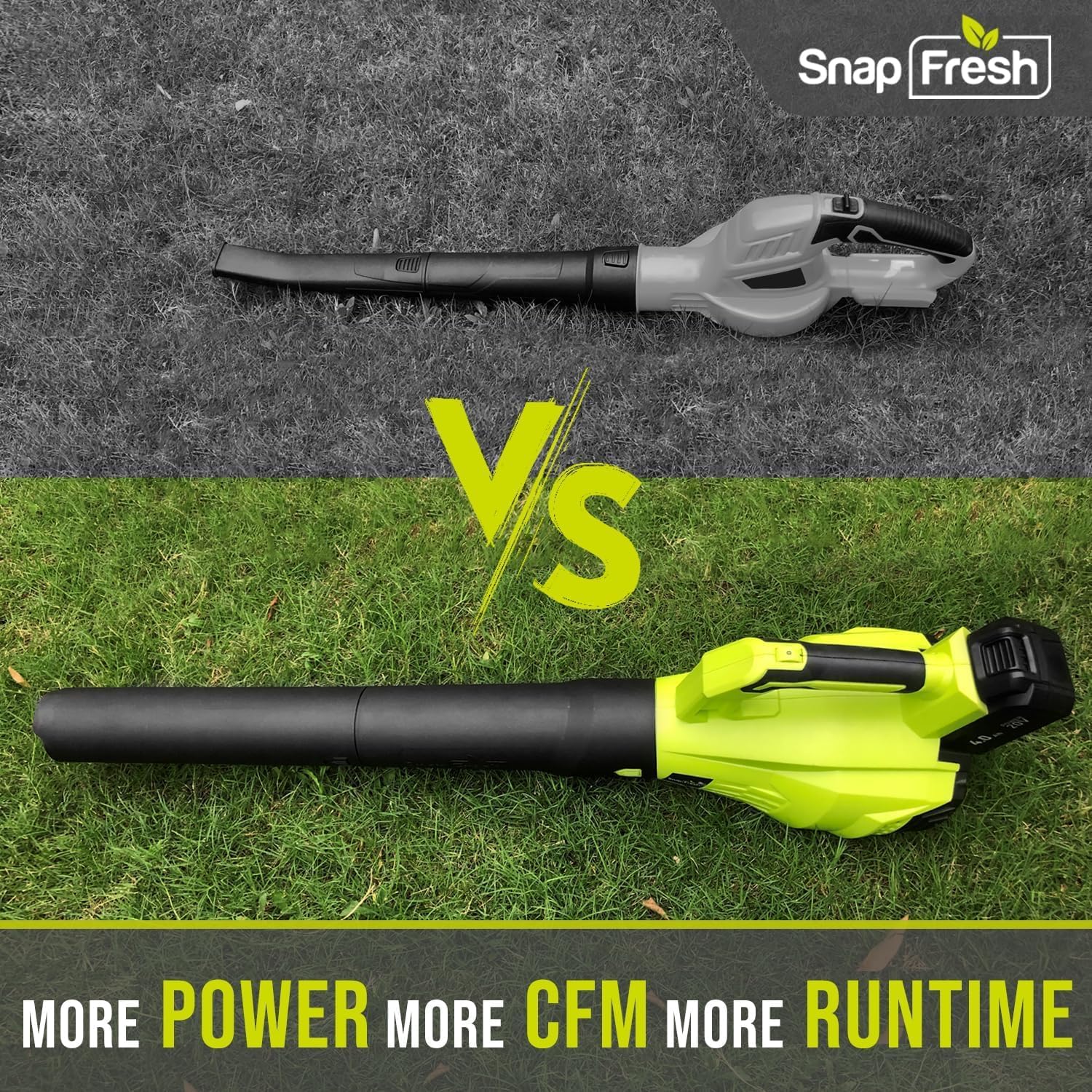 SnapFresh Leaf Blower Cordless - 350 CFM Cordless Leaf Blower with 4.0Ah Battery & Fast Charger, 20V Electric Battery Powered Leaf Blower for Yard Porch Garden