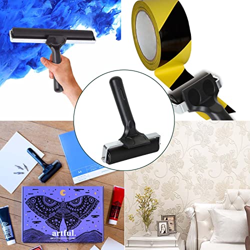 ZOEYES 4 Pack Rubber Brayer Roller, Vinyl Rubber Brayer, Ink Printmaking Roller Tool for Crafting, Painting, Ink Paint Block Stamping, Wallpapers, Gluing Application (2.4β, 4β, 5.9β, 7.9β) - Black
