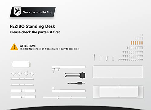 FEZIBO Adjustable Height Electric Standing Desk with Double Drawer, 48 x 24 Inches Stand Up Home Office Desk with Splice Tabletop, White Frame/White Top