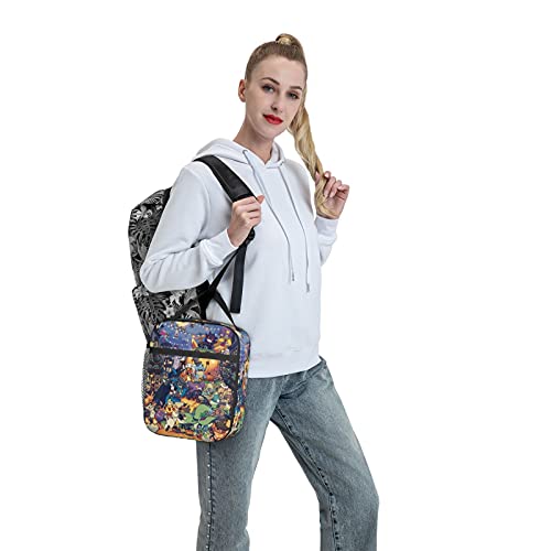 Anime Pumpkin Insulated Lunch Bag Box For Men Large Capacity Leakproof Work Lunch Tote Bag With Zipper External Bottle Holder Cooler Bags Office