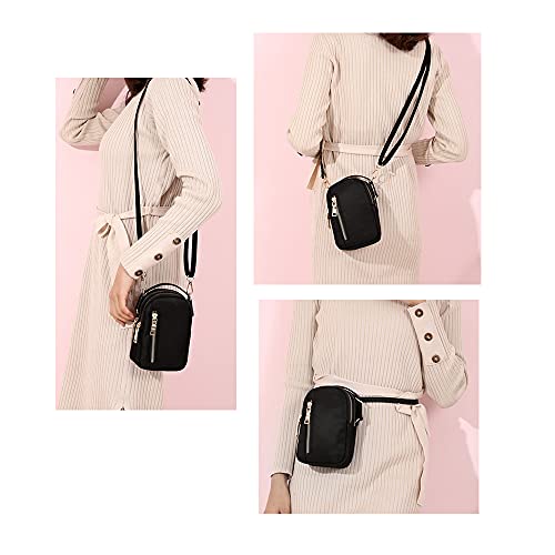 Bobrand Cell Phone Purse Crossbody Bag for iPhone 12 Mini, Samsung Galaxy A52 A32 A31 A11 A51 A01, LG Phoenix 5, BLU G9 Pro (Black)