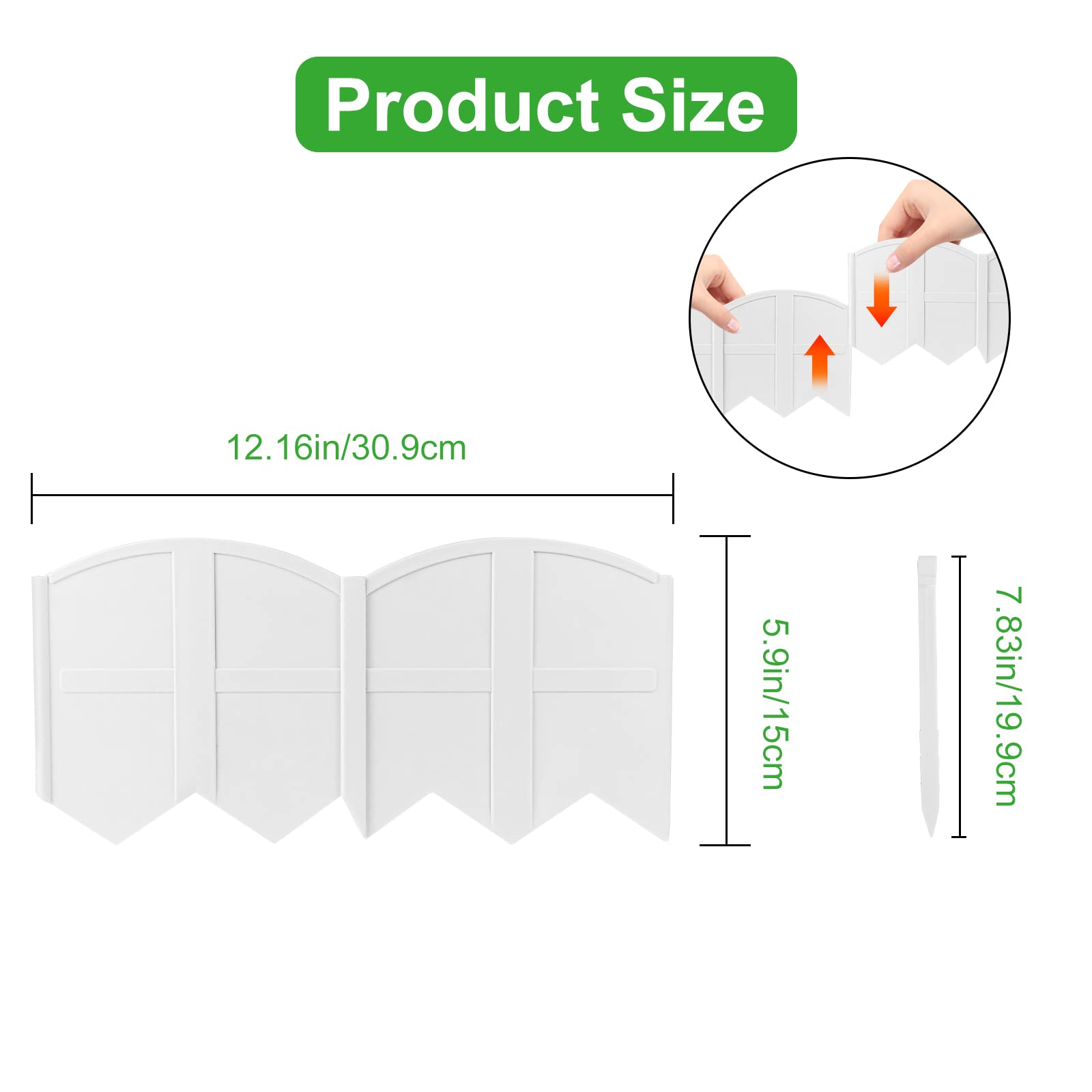 30Pack Garden Edging Border Landscape Edging Lawn Garden Fence Edgings Decorative Landscape Border with 30 Pcs Stakes for Lawn Garden Flower Bed Yard (White)
