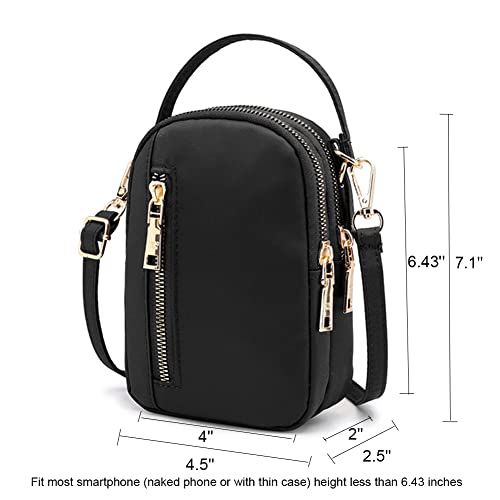 Bobrand Cell Phone Purse Crossbody Bag for iPhone 12 Mini, Samsung Galaxy A52 A32 A31 A11 A51 A01, LG Phoenix 5, BLU G9 Pro (Black)