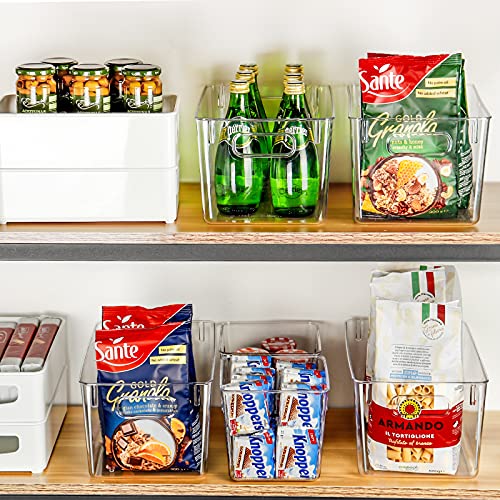 Set Of 8 Refrigerator Organizer Bins,4 Large and 4 Small Pantry Organization and Storage Bins, Clear Cabinet Organizers & Storage Containers for Pantry, Kitchen, Freezer, Cabinet, Fridge,BPA Free