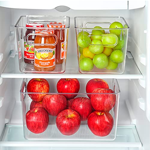 Set Of 8 Refrigerator Organizer Bins,4 Large and 4 Small Pantry Organization and Storage Bins, Clear Cabinet Organizers & Storage Containers for Pantry, Kitchen, Freezer, Cabinet, Fridge,BPA Free