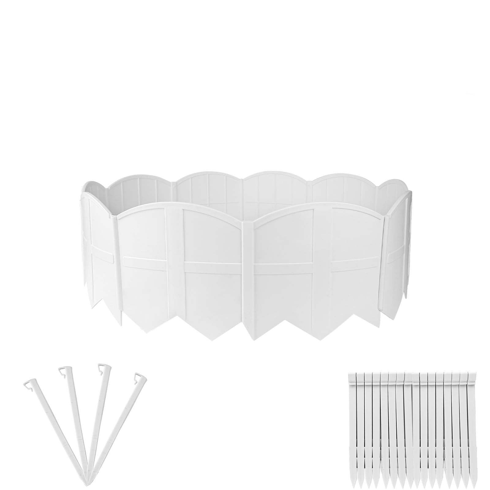 30Pack Garden Edging Border Landscape Edging Lawn Garden Fence Edgings Decorative Landscape Border with 30 Pcs Stakes for Lawn Garden Flower Bed Yard (White)