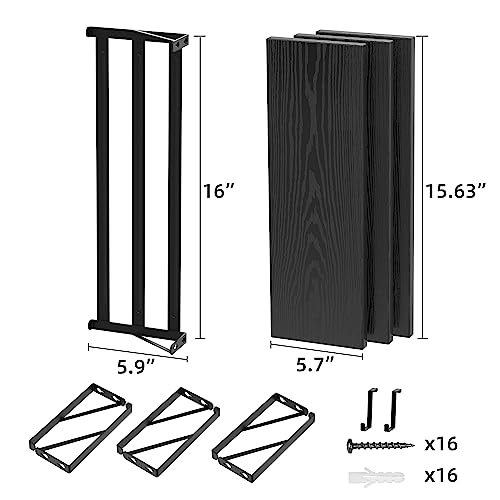 Veluckin Floating Shelf,Wall Mounted Rustic Wood Shelves for Bathroom, Study Room, Living Room, Kitchen,(16in,Set of 3+1,Black)