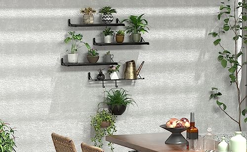 Veluckin Floating Shelf,Wall Mounted Rustic Wood Shelves for Bathroom, Study Room, Living Room, Kitchen,(16in,Set of 3+1,Black)