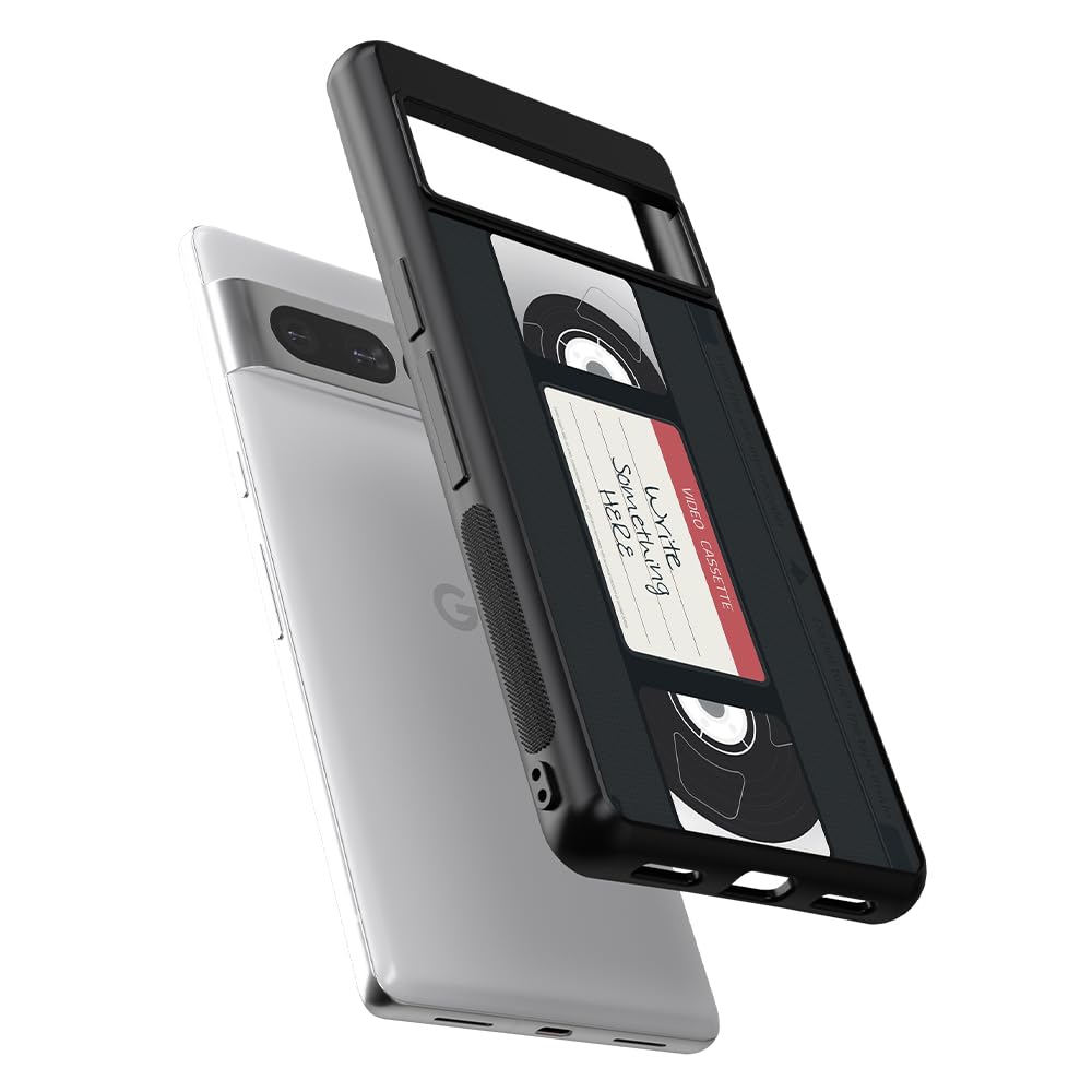 VHS Cassette Tape Personalized Black Rubber Phone Case Compatible With Google Pixel 9 Pro, Pixel 9, Pixel 9 Pro XL, Pixel 8a, Pixel 8 Pro, Pixel 8, 7, 6, 6a, 6 Pro, 5, 4a, 3, 2