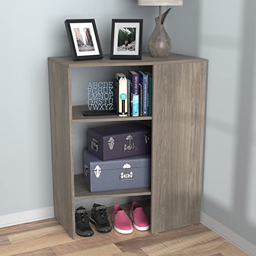 ClosetMaid SuiteSymphony Wood Corner Shelf Unit, 2 Shelves, Adjustable Stacking, for Storage, Closet, Clothes, Shoes, Décor, Graphite Grey